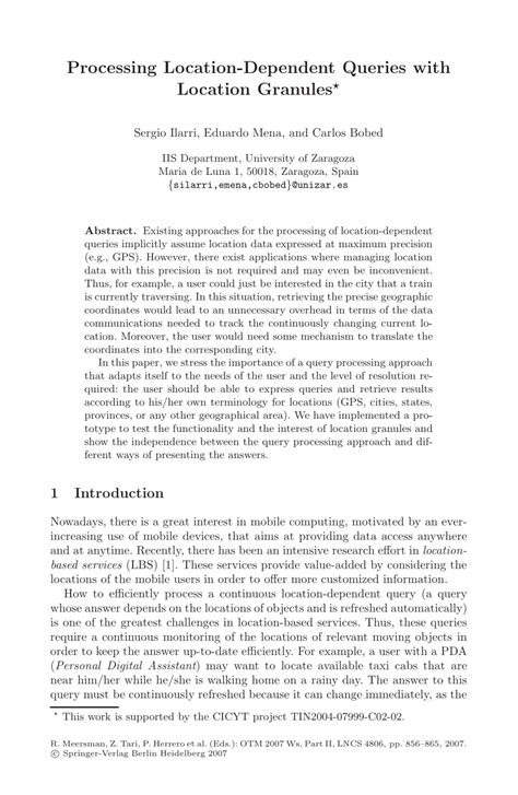 Pdf Processing Location Dependent Queries With Location Granules