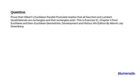 Solved Prove That Hilberts Euclidean Parallel Postulate Implies That
