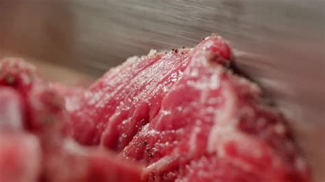 Man Chef Cooking Beef Steak Angus Closeup Professional Cheif Preparing