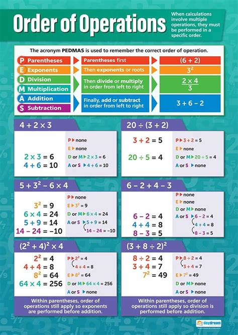 Daydream Education Order Of Operations Math Poster Extra