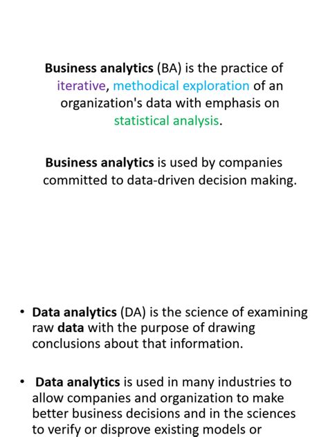 Business Analytics And Applications Pdf Data Analysis Analytics