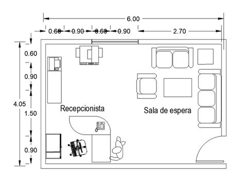 6x4m Auto Agency Office Room Plan Is Given In This Autocad Drawing File The Length And Breadth