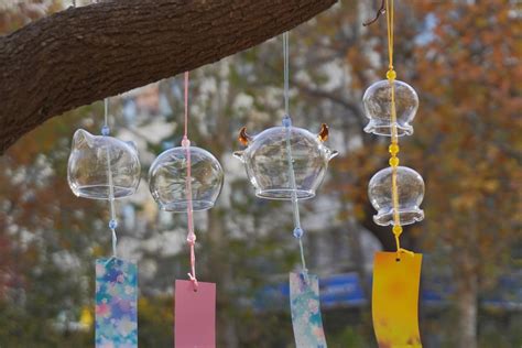 2 Pieces Japanese Style Traditional Glass Furin Wind Bell Wind Chime