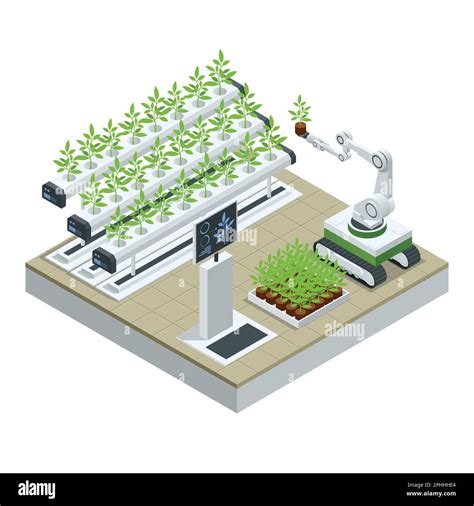 Isometric Modern Smart Industrial Greenhouse Artificial Intelligence
