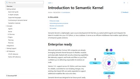Updated Documentation For Semantic Kernel Semantic Kernel