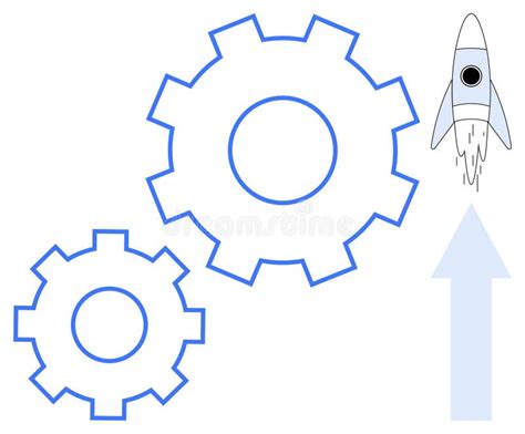 Gears And Rocket Illustrating Innovation And Progress With Growth Arrow