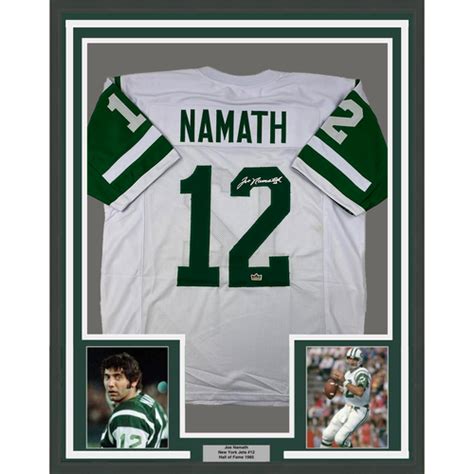 Framed Facsimile Autographed Joe Namath 33x42 White Reprint Laser Auto