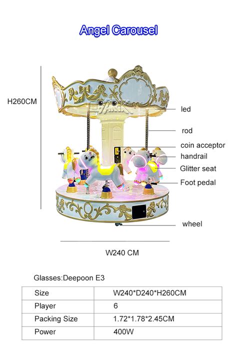 Newest 6 Seats Mini Carousel Horses Rides Carousel Small Carousel For