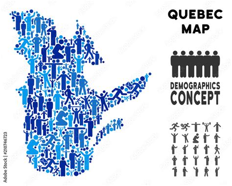 Vector Population Quebec Province Map Demography Composition Of Quebec