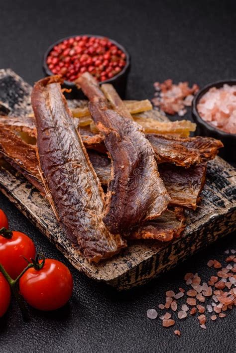 Dried Salted Fish As Snacks Or Jerky Seafood As Slices Dried Seafood