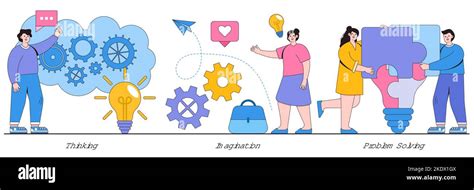 Thinking Imagination Problem Solving Concept With Tiny People Brain