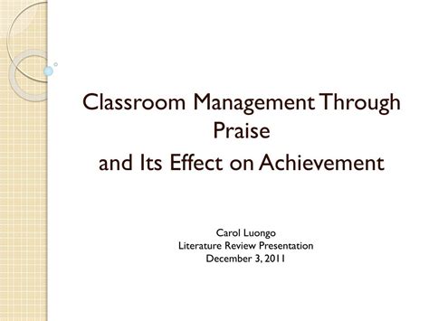 Ppt Classroom Management Through Praise And Its Effect On Achievement