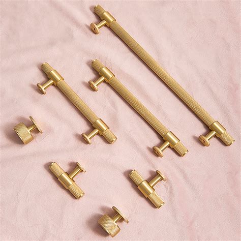 Knurled Gold Brass Cabinet Pulls Rimmed Cabinet Knobs Etsy