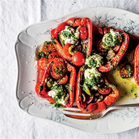 Roasted Red Peppers And Cherry Tomatoes With Ricotta Recipe