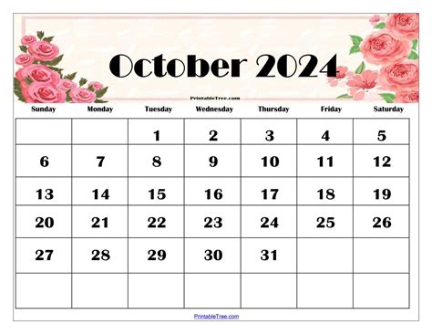 Free Printable October Blank Calendar Template For Easy Planning