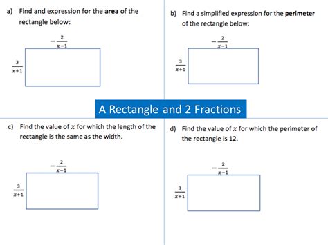 A Rectangle And 2 Algebraic Fractions Ssdd Problems