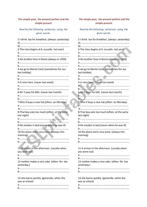 The Simple Past The Simple Present And The Present Progresive Esl