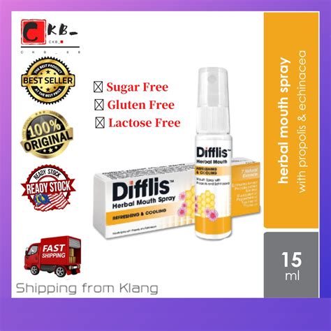 🔥ready Stock🔥difflis Herbal Throat And Mouth Spray 15ml With Propolis