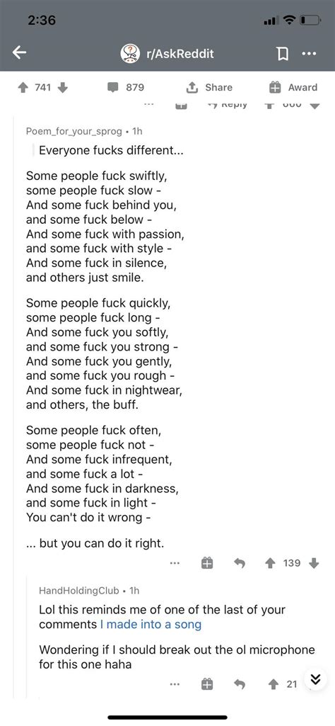 When Asked What You Should Say After Sex Rpoemforyoursprog