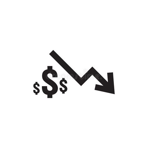 Dollar Decrease Icon Money Symbol With Arrow Stretching Rising Drop Fall Down Business Cost