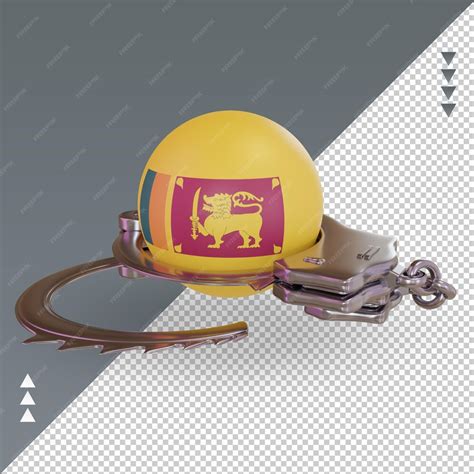 Premium Psd 3d Handcuff Sri Lanka Flag Rendering Right View