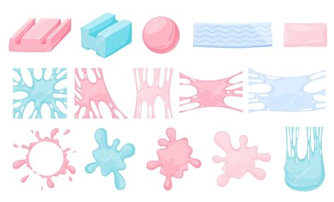 Premium Vector Bubble Gum Splashes Cartoon Chewy Sweet Candies Stains And Sticky Stretchy