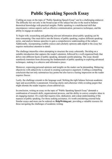Public Speaking Speech Essay Example Of Public Speaking Speech Text