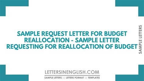 Sample Request Letter For Budget Reallocation Sample Letter