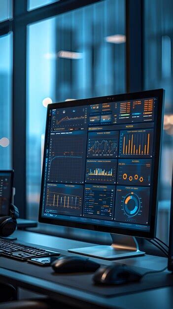 Ultrarealistic Hightech Dashboard For Data Analytics Modern Office