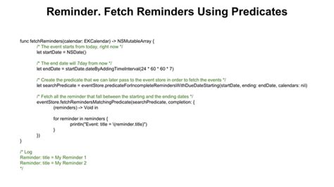 Ios Eventkit Framework Work With Calendars And Reminders Ppt