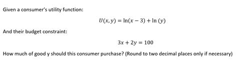 solved given a consumer s utility function