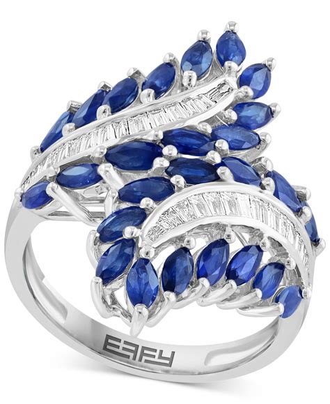 Effy Collection Effy Sapphire 2 5 8 Ct T W And Diamond 1 3 Ct T W Bypass Cluster Ring In