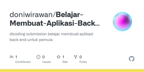 GitHub Doniwirawan Belajar Membuat Aplikasi Back End Untuk Pemula
