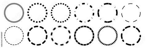 Set Of Simple Dashed Circle Icon Collection Different Style Outline