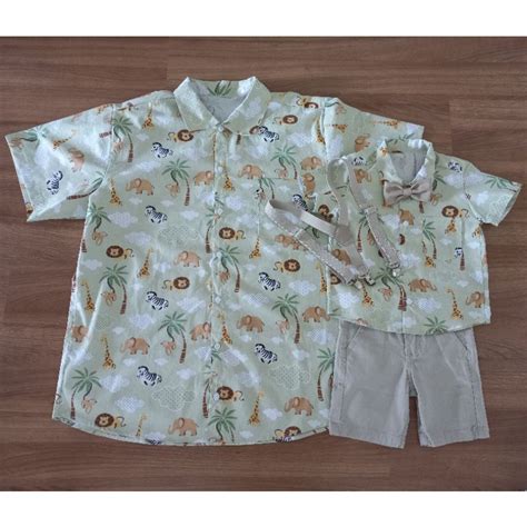 Kit Pai E Filho Safari Verde Com Conjunto Shopee Brasil