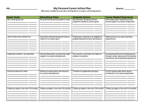 My Personal Career Action Plan Example Pdf
