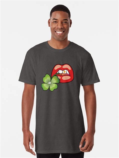 Casual Street Outfits Long T Shirt Red Luckiest Clover Mouth Classic