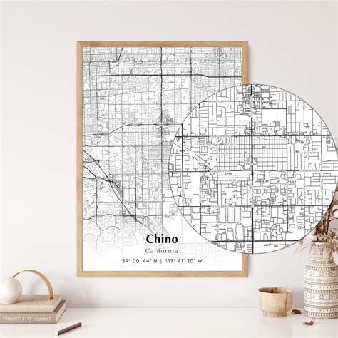 Chino City Map Print Chino California Map Poster Usa City Street Map