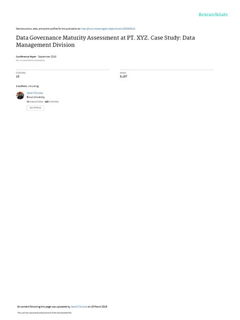 Data Governance Maturity At Pt Xyz Pdf Governance Data