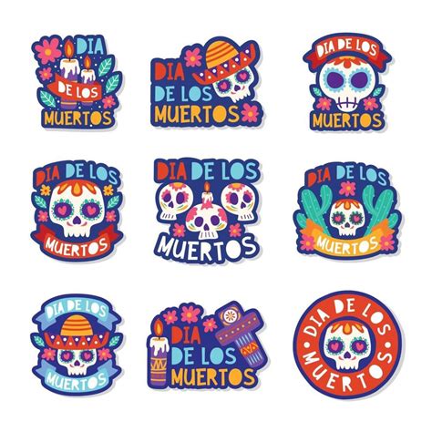 Dia De Los Muertos Colorful Sticker Set In 2025 Sticker Set Dia De