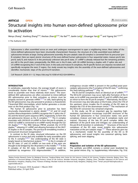 Pdf Structural Insights Into Human Exon Defined Spliceosome Prior To Activation