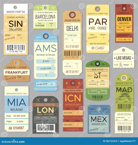 Old Luggage Tag Or Label With Flight Register Symbol Isolated Vintage