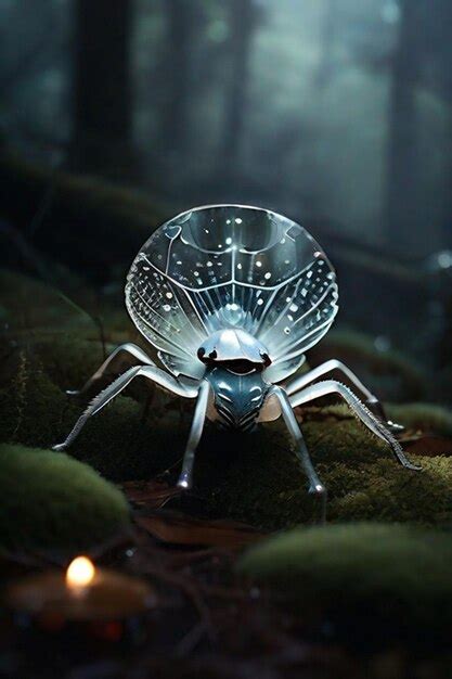 Premium Photo A Spider With A Large Blue Gem On Its Back Ai Generate