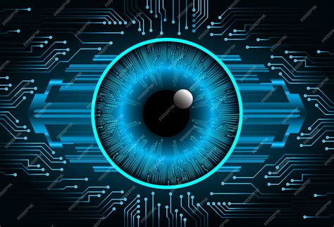 Premium Vector Blue Eye Cyber Security Concept Background
