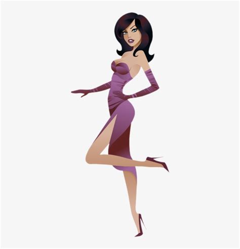 A Clipart Image Of A Woman With Blue Hair Wearing A Purple Dress And