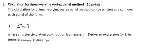 Circulation For Linear Varying Vortex Panel Method