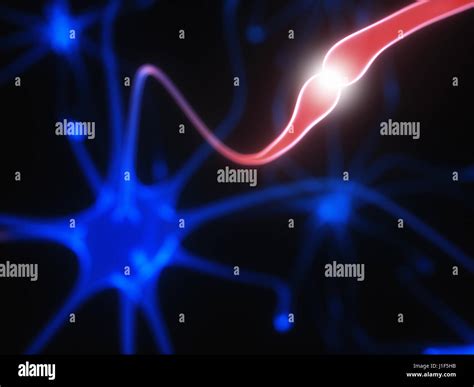 3d Illustration Of Interconnected Neurons With Electrical Pulses Stock
