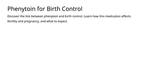 Phenytoin For Birth Control Meds Is