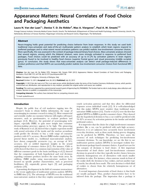 Pdf Appearance Matters Neural Correlates Of Food Choice And