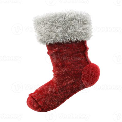 A Red And White Christmas Stocking With Furry Texture 53020039 Png